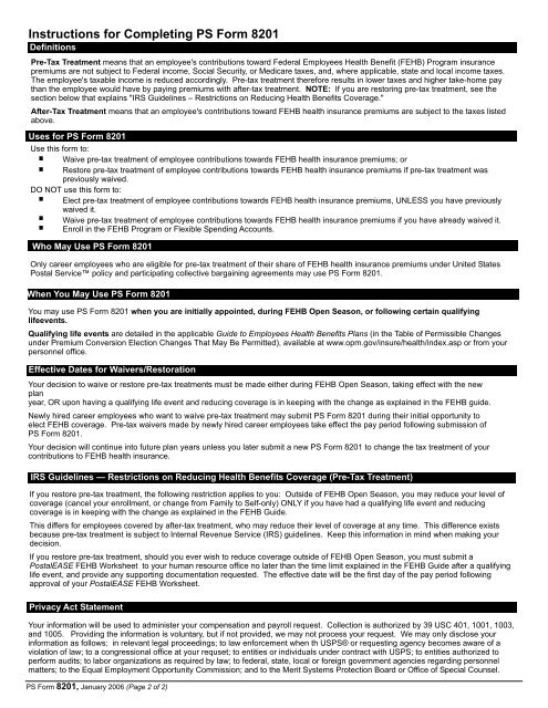 Instructions for Completing PS Form 8201 - NALC Branch 78