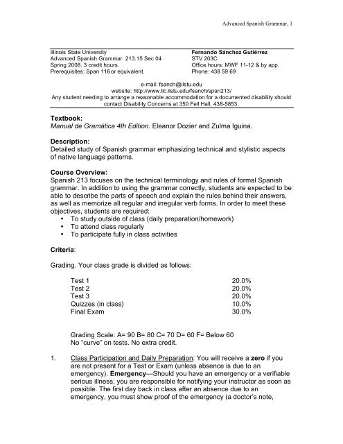 Syllabus - Illinois State University