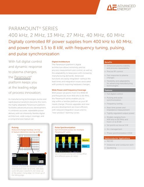 ParamountÂ® Series 400 kHz, 2 MHz, 13 MHz, 27 ... - Advanced Energy