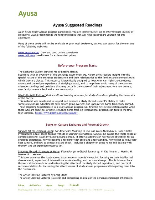 Ayusa Suggested Readings