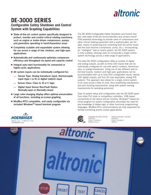 DE-3000 Series Brochure - Altronic Inc.