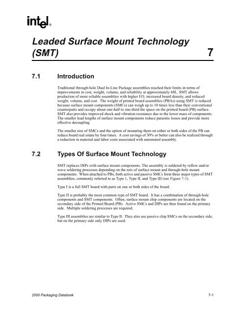 Leaded Surface Mount Technology (SMT) - Intel