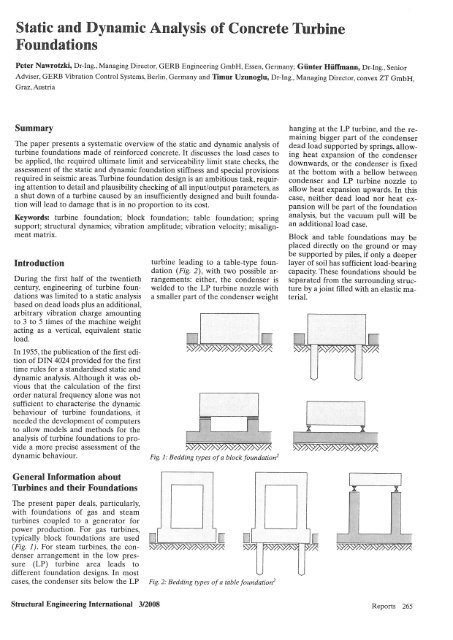 Static and Dynamic Analysis of Concrete Turbine Foundations