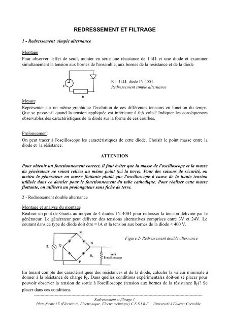 REDRESSEMENT ET FILTRAGE