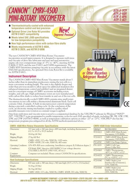 Instrument Description - Cannon Instrument Company