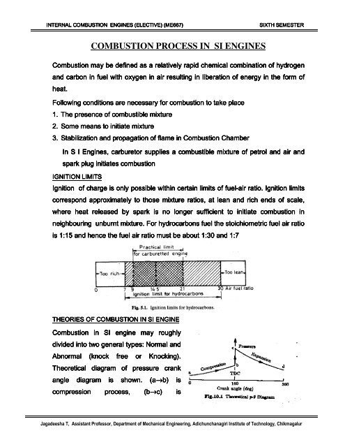 combustion process in si engines - National Institute of Technology