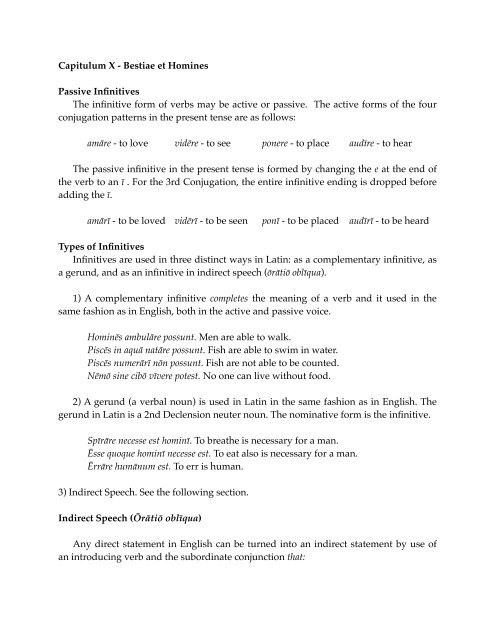 Capitulum X - Bestiae et Homines Passive ... - The Latin Library