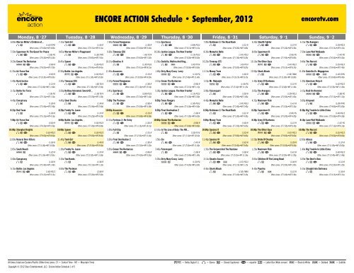 ENCORE ACTION Schedule - September, 2012 - Starz
