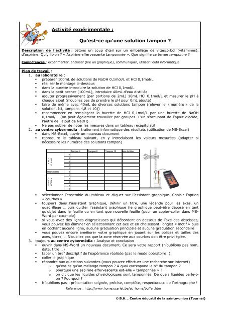Qu'est-ce qu'une solution tampon - Enseignons.be