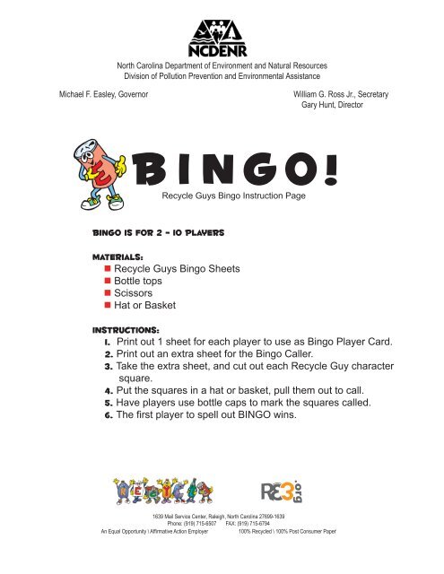 Recycle Guys Bingo Instructions Card Recycle Guys Home