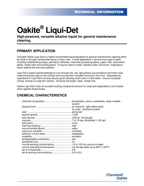 Oakite Liqui-Det - Super Kleen Direct