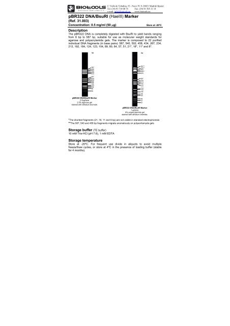 pBR322 DNA/BsuRI (HaeIII) Marker - Biotools
