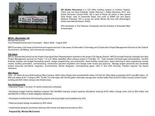 Dulles Discovery - McCormick PCS Info