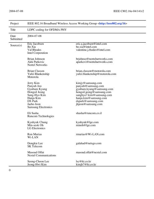 Ldpc Coding For Ofdma Phy
