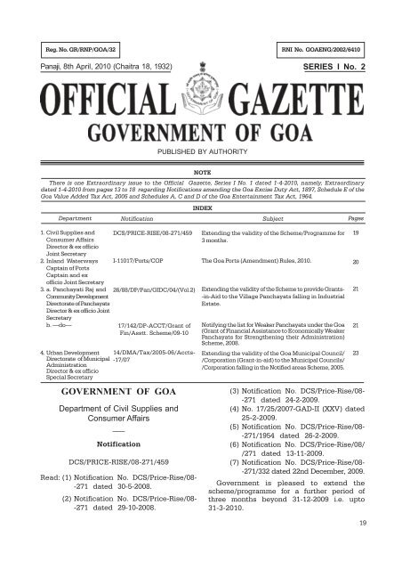 GOVERNMENT OF GOA - Government Printing Press
