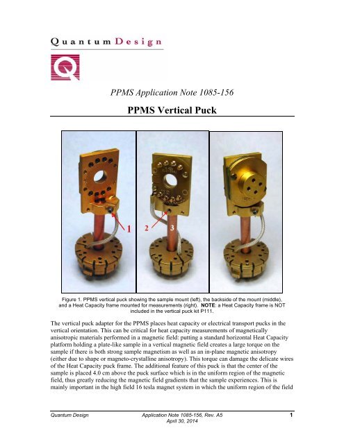 PPMS Vertical Puck - Quantum Design, Inc.