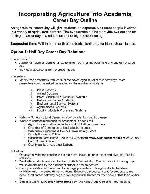 Career Day Outline - Ag In The Classroom