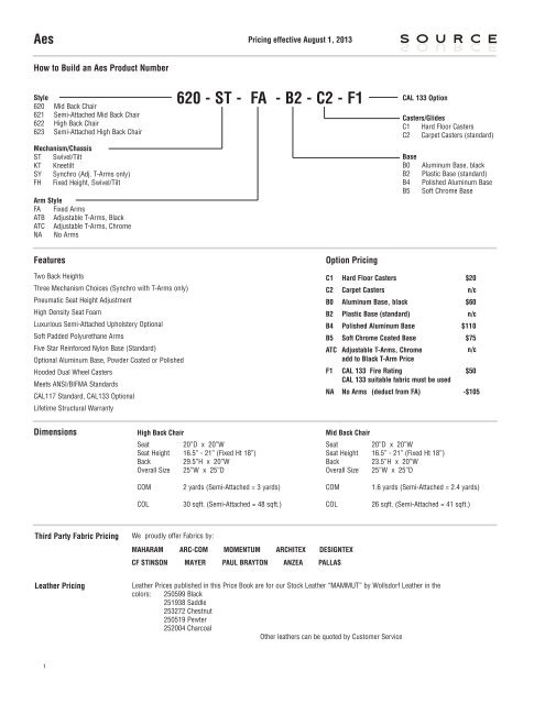 Pricelist AES 01 - Source Seating