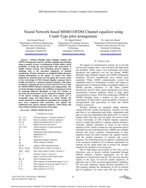 Neural Network Based MIMO-OFDM Channel Equalizer Using ...