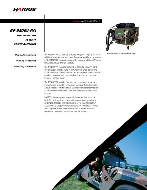 RF-5800V-PA Falcon II VHF 50-Watt Power Amplifier