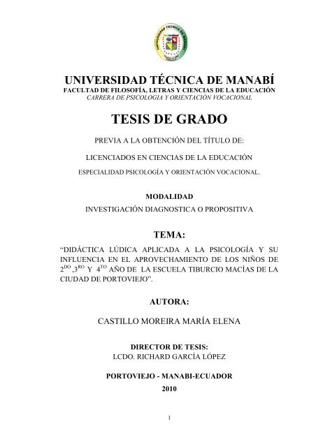 tesis de grado - Repositorio UTM - Universidad TÃ©cnica de ManabÃ­
