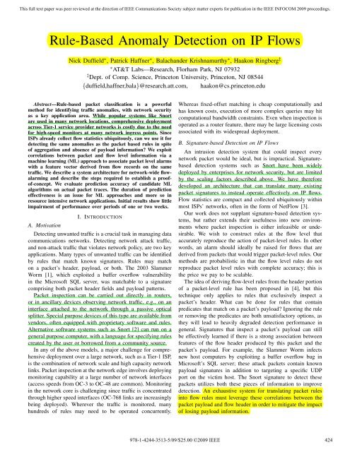 Rule-Based Anomaly Detection on IP Flows