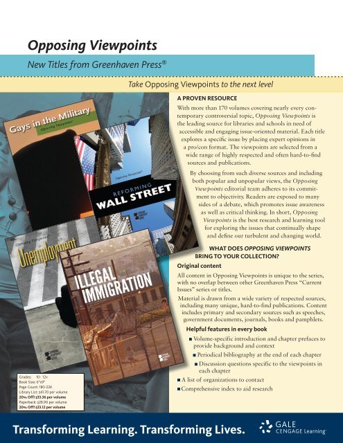 Opposing Viewpoints New Titles from ... - Cengage Learning