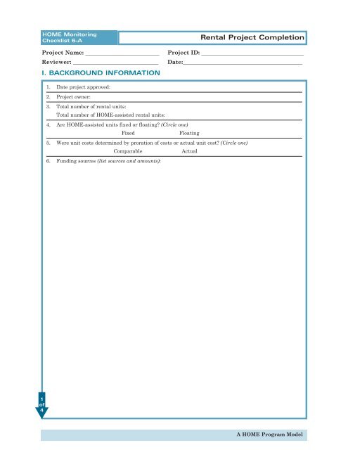 Rental Project Completion Checklist - HUD