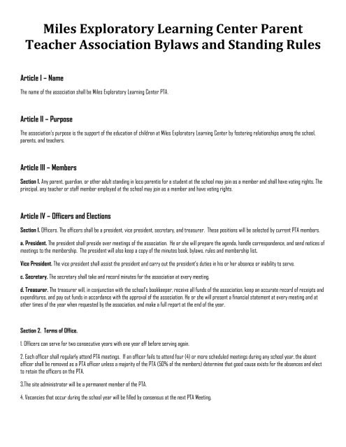 Miles Exploratory Learning Center Parent Teacher Association ...