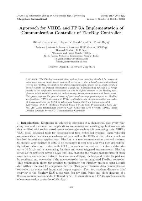 Approach For Vhdl And Fpga Implementation Of Communication