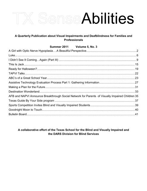 TX SenseAbilities - Texas School for the Blind and Visually Impaired