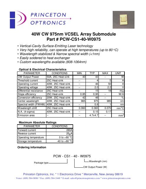40W - Princeton Optronics, Inc.