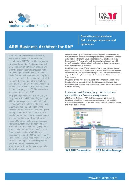 Factsheet ARIS Business Architect for SAP - IDS Scheer AG