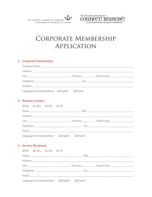 Corporate Membership Application Form - Canadian Chamber of ...