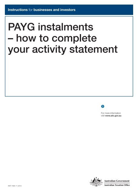 PAYG instalments – how to complete your activity statement