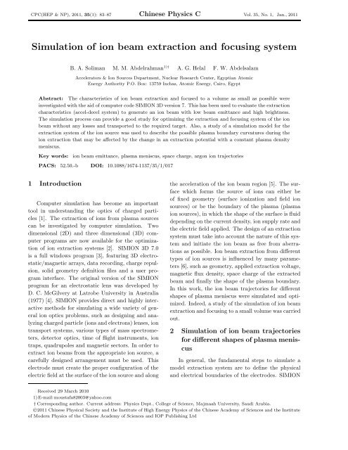 Simulation Of Ion Beam Extraction And Focusing System