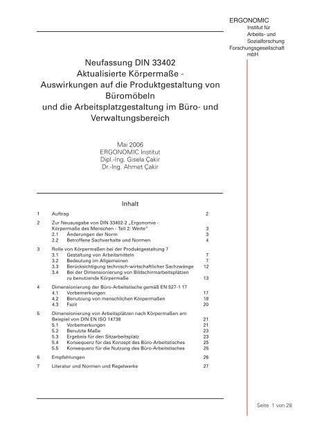 Neufassung DIN 33402 Aktualisierte Körpermaße ... - ergonomic
