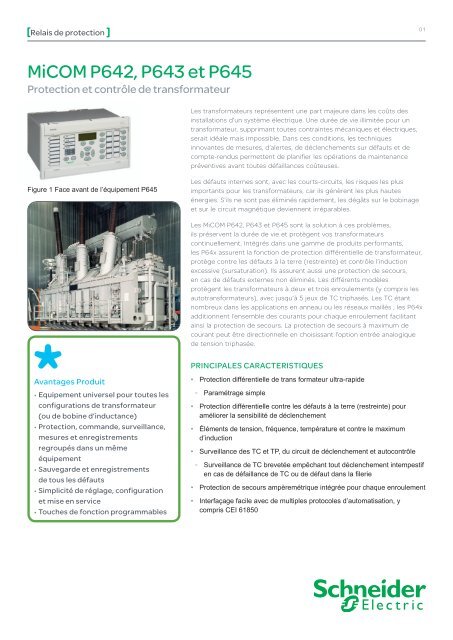 MiCOM P642, P643 et P645