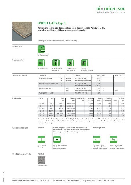 UNITEX L-EPS Typ 3 - Dietrich Isol AG