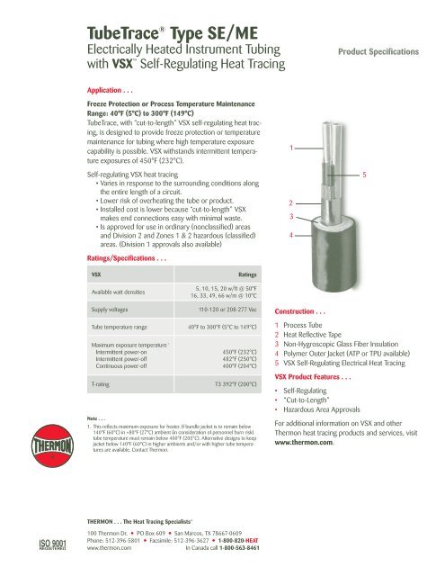 TubeTrace VSX Product Specification - Thermon Manufacturing ...