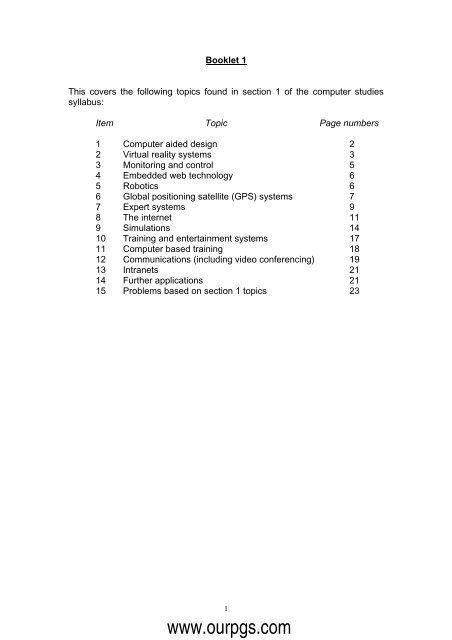 IGCSE Computer Studies-Support Booklet#1.pdf - Ourpgs.com