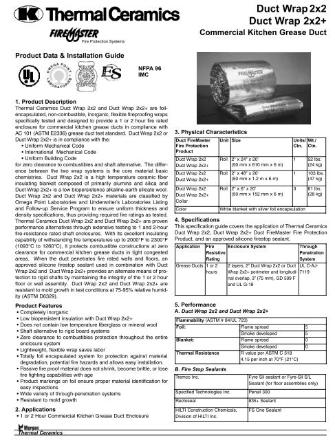 Duct Wrap 2x2 Duct Wrap 2x2+ - CaptiveAire