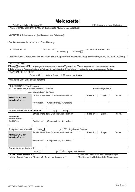 meldezettel neu - Die Salzburg