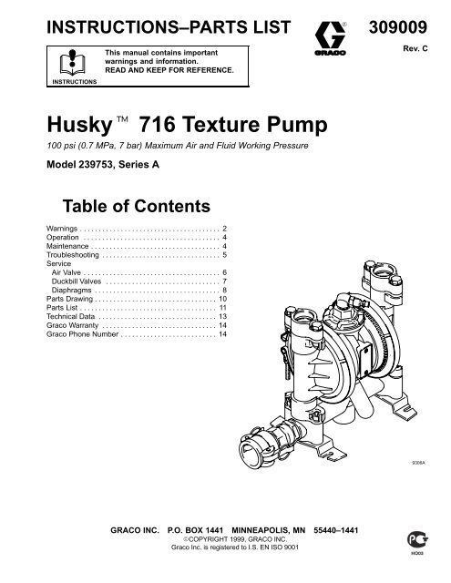309009C Husky 716 Texture Pump - Graco Inc.