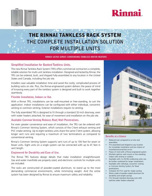 The Rinnai Tankless Rack sysTem ThE COmPlETE InSTAllATIOn ...