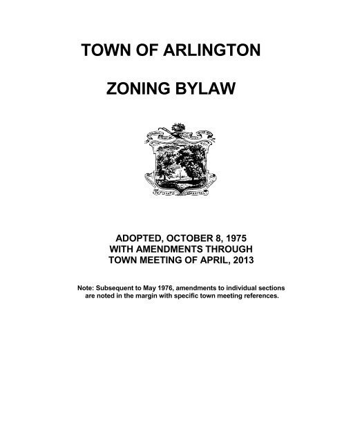 Entire Zoning Bylaw 2013 (PDF, 1.1MBs) - Arlington, MA