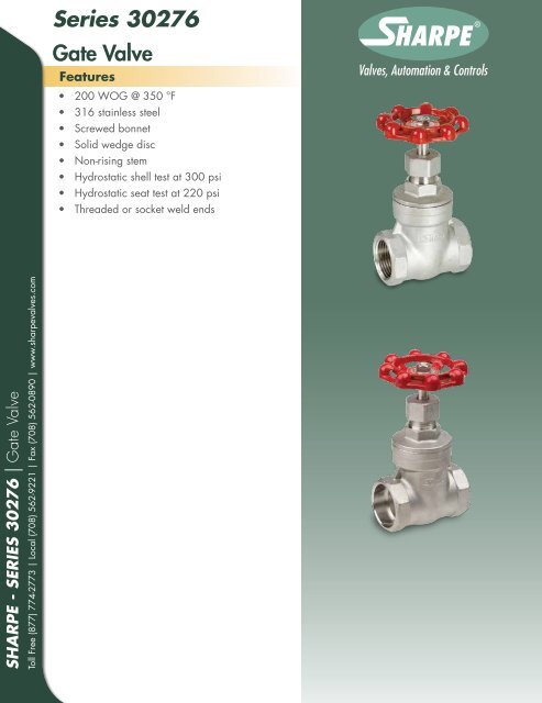 Series 30276 Gate Valve - SharpeÂ® Valves