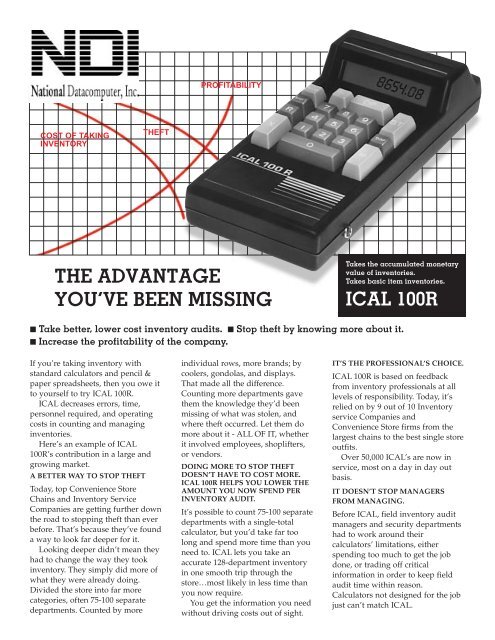 ICAL 100R Data Sheet - Wheeler Business Machines