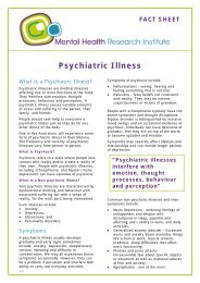 Fact Sheet: Schizophrenia - Mental Health Research Institute