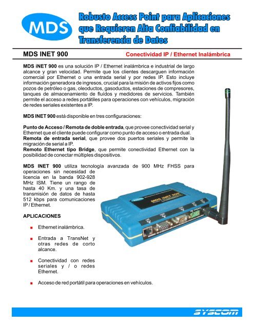 MDS INET 900 - Syscom